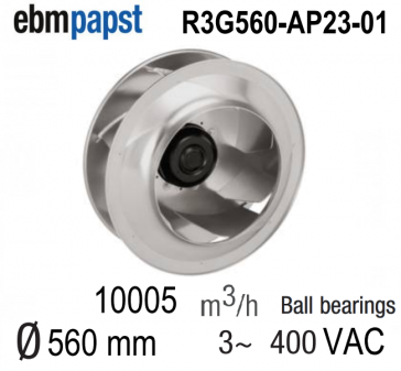 Ventilateur centrifuge EBM-PAPST - R3G560-AP23-01 - en 400 V