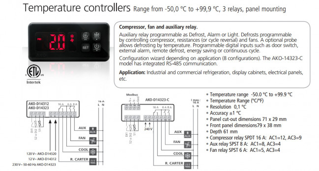 Régulateur AKO-D14323 avec deux sondes NTC