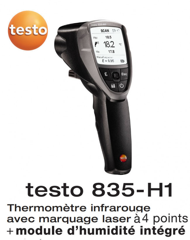 Testo 835-H1 - Thermomètre infrarouge avec marquage laser 4 points et ...