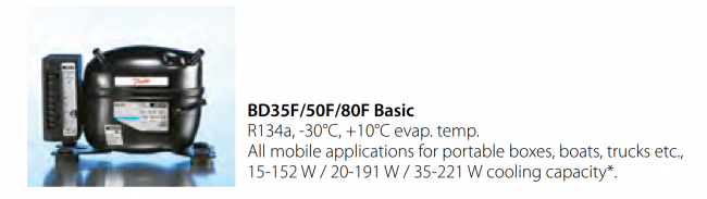Compresseur Danfoss / Secop BD35F - R134A, 12-24V DC, avec MODULE