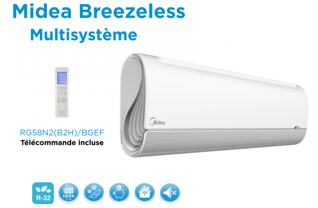 Midea Bi-split Breezeless M2OE-18HFN8-Q + 2 MSFAAU-09HRFN8