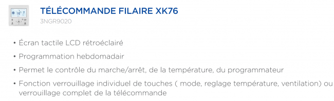Télécommande filaire XK76 de Gree