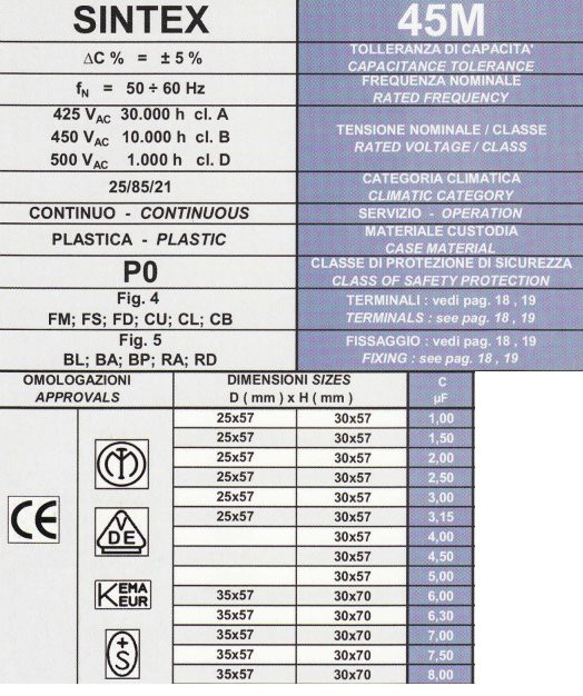 Condensateur permanent Inco Sintex 4 μF