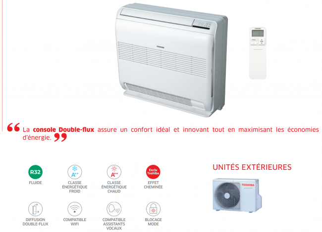 Toshiba CONSOLE DOUBLE-FLUX Bi-Split RAS-2M18G3AVG-E + 2 RAS-B10J2FVG-E