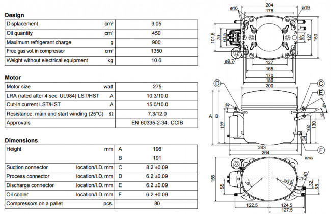 Compresseur Danfoss FR10G - R134a