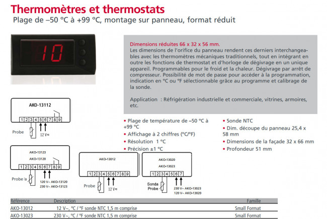 Thermomètre digital AKO 13023 avec 1 sonde NTC