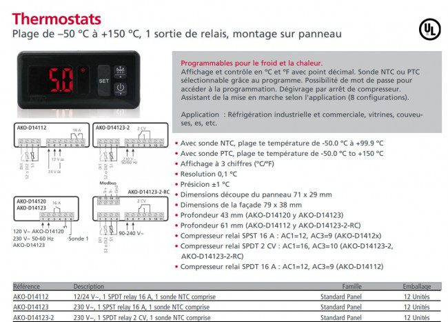 Régulateur AKO-D14123-2 avec une sonde NTC