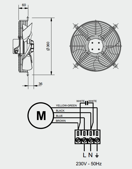 Ventilateur axial de roteur externe HRB/4-300 BPN de S&P