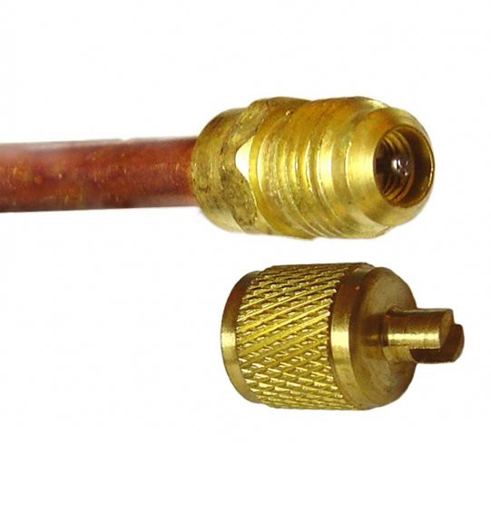 Raccord droit valve schrader avec embout cuivre 3/8" X 60 MM