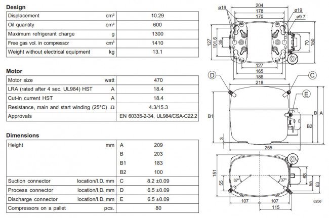 Compresseur Danfoss SC10MLX - R404A, R449A, R407A, R452A