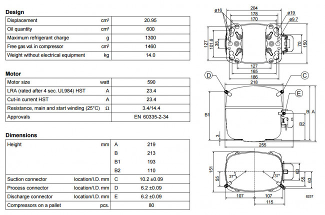 Compresseur Danfoss SC21CL - R404A, R449A, R407A, R452A