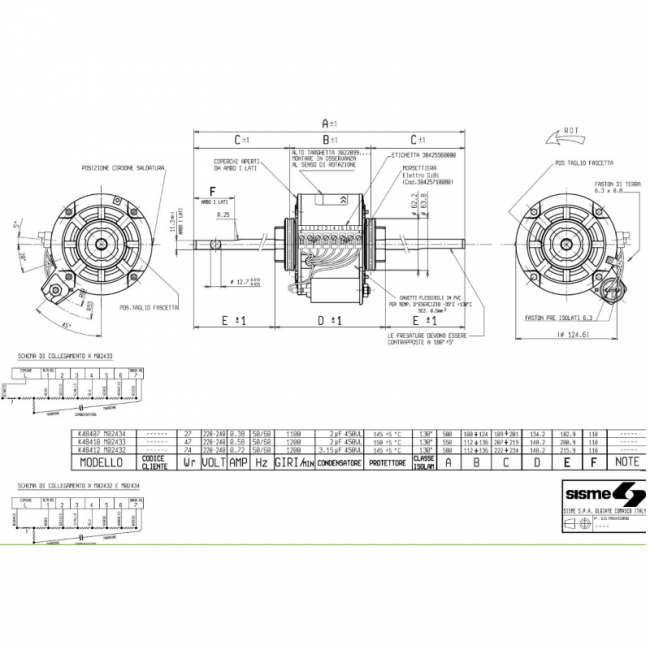 Moteur double arbre pour ventilo-convecteur K48410 de Sisme