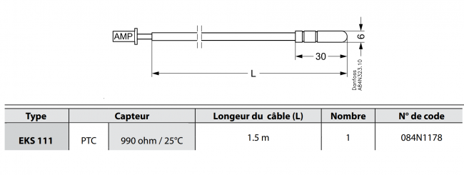 Sonde de température Danfoss PTC1000