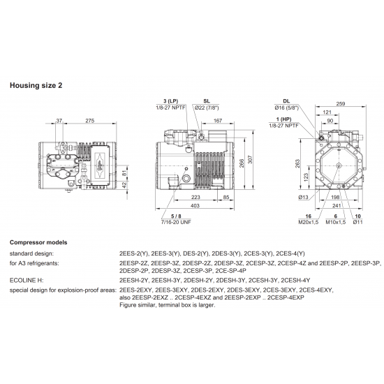 Compresseur semi-hérmetique à piston 2CES-3Y de BITZER - ECOLINE