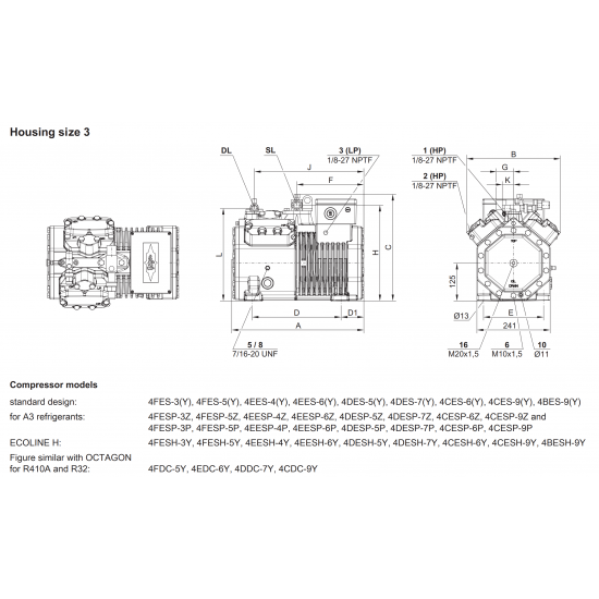 Compresseur semi-hérmetique à piston 2FES-3Y de BITZER - ECOLINE