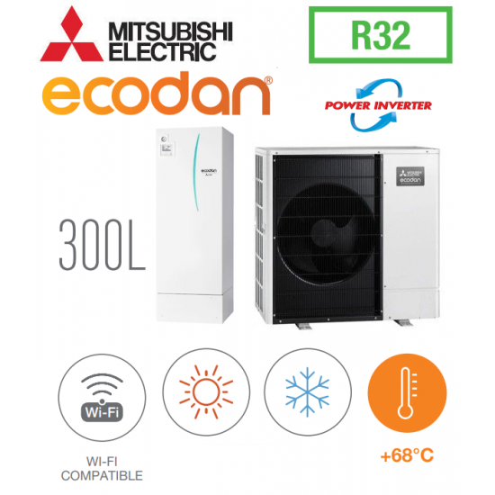Ecodan REVERSIBLE SPLIT HYDROBOX POWER INVERTER DUO 300L ERST30F-VM2EE ...