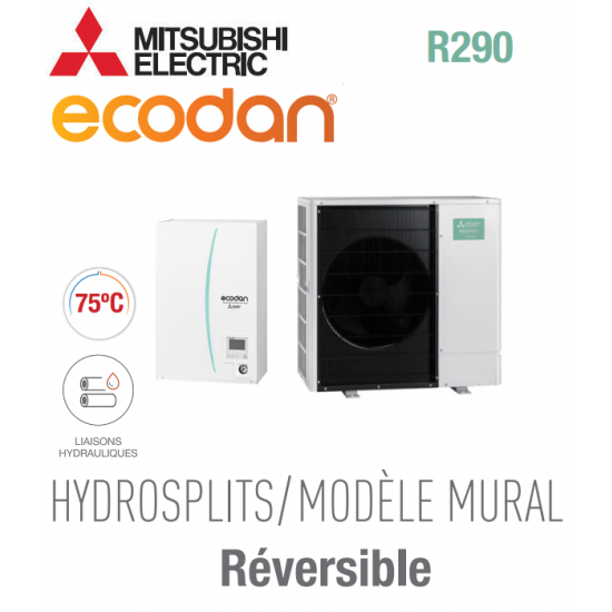 Ecodan réversible HYDROSPLIT MURAL R290 ERPX-VM2E + PUZ-WZ50VAA