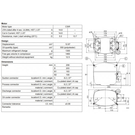 Compresseur Danfoss SC12CL - R404A, R449A, R407A, R452A